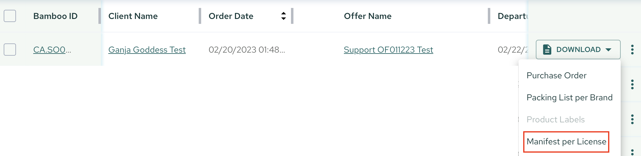 Download an Order Manifest Per License – Bamboo